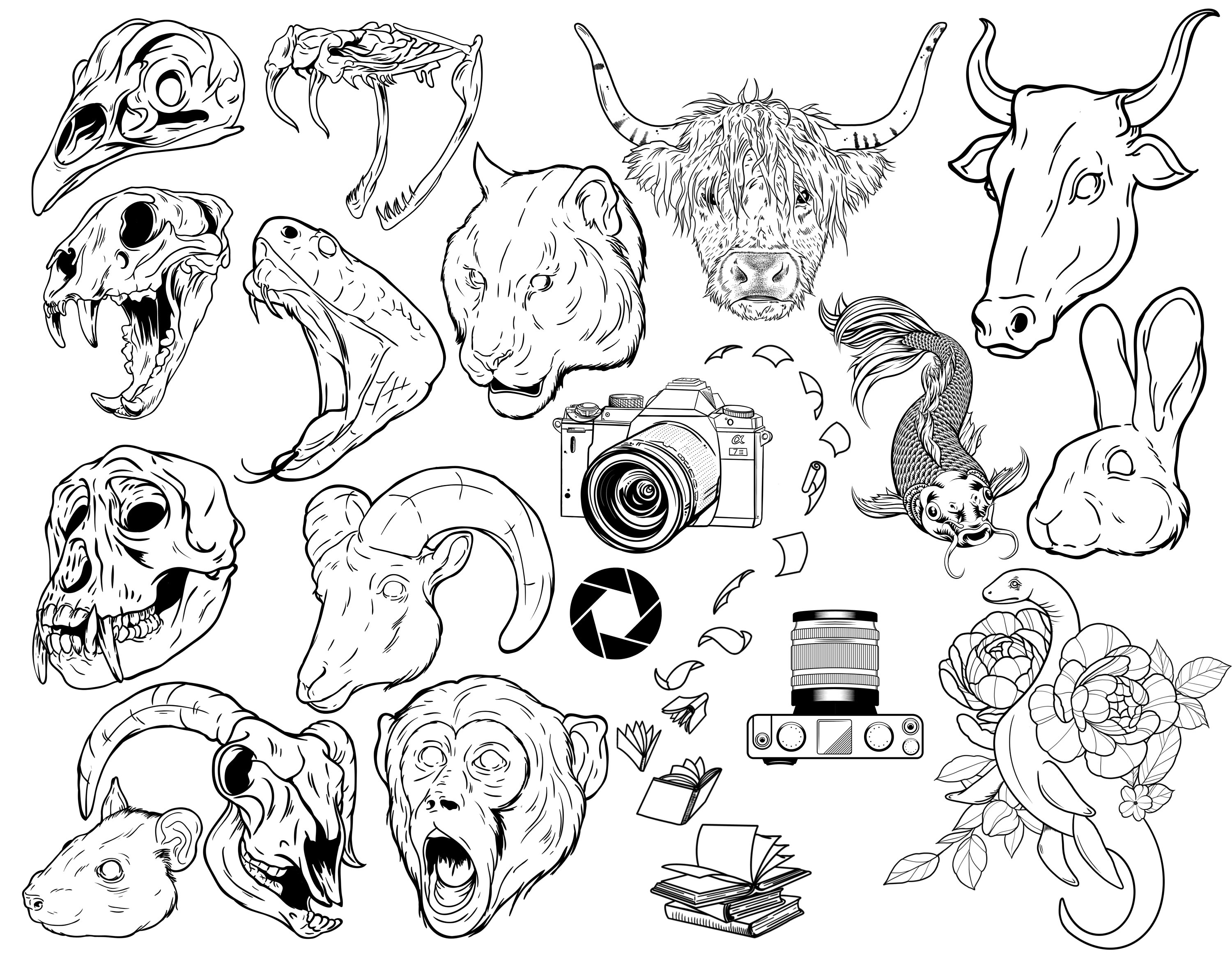 Procreate Tattoo Flash Design Stamp Pack Tattoo Brush Bundle - Etsy Canada