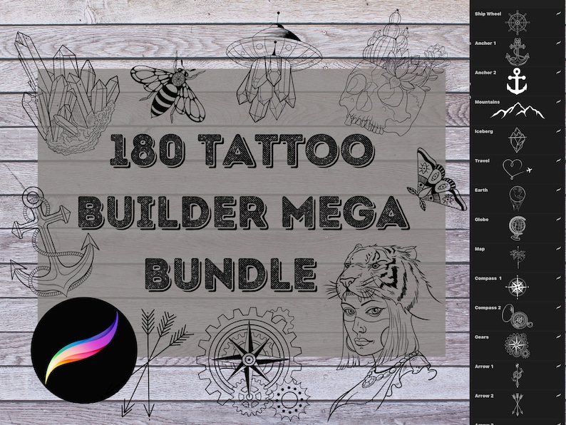 Procreate Tattoo Builder MEGA Stamp Pack Bundle Tattoo - Etsy