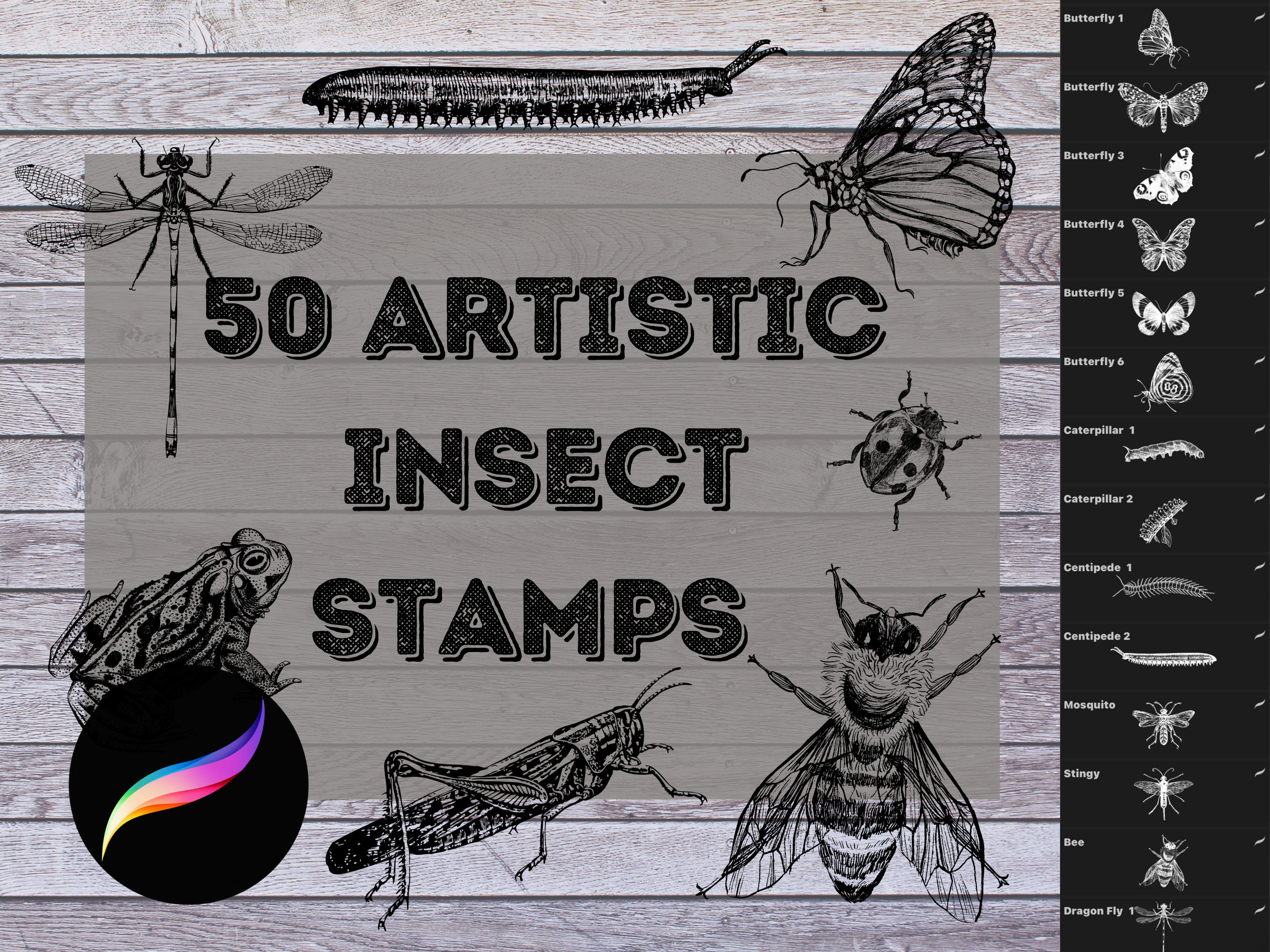 Procreate Insect Stamp Pack - Brushes for iPad | Bugs - Birds ...