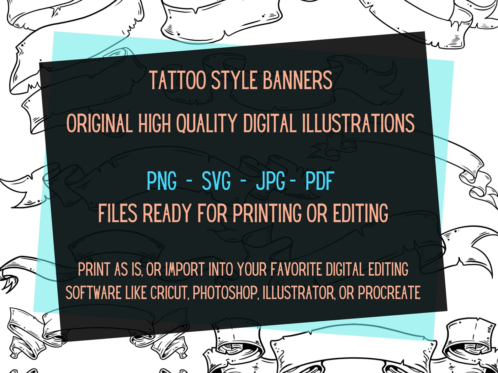 Traditional Tattoo Banners | PNG-SVG Digital Design Files for Tattoos ...
