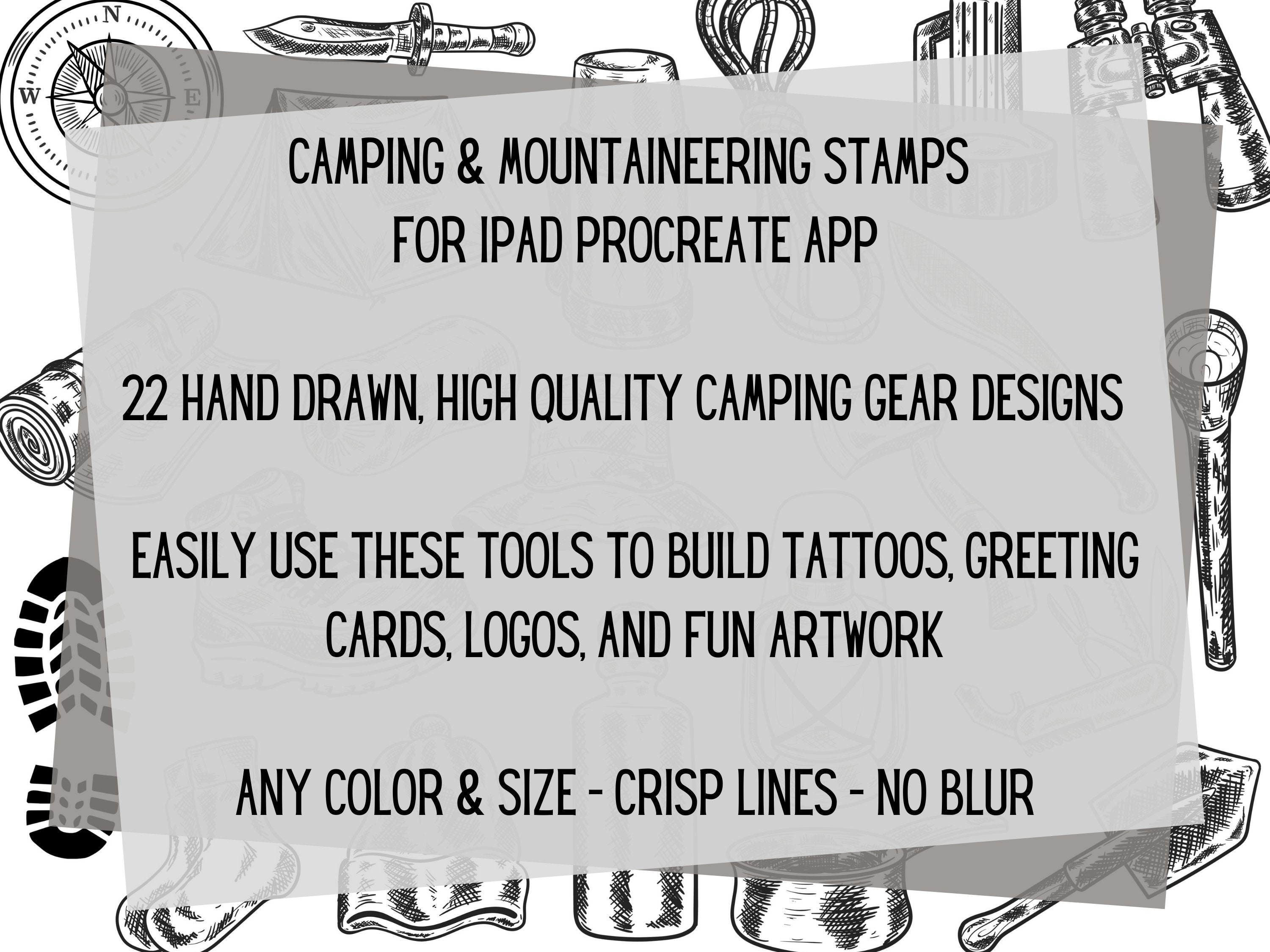 Procreate Camping & Mountaineering Stamp Pack Brush Bundle - Etsy