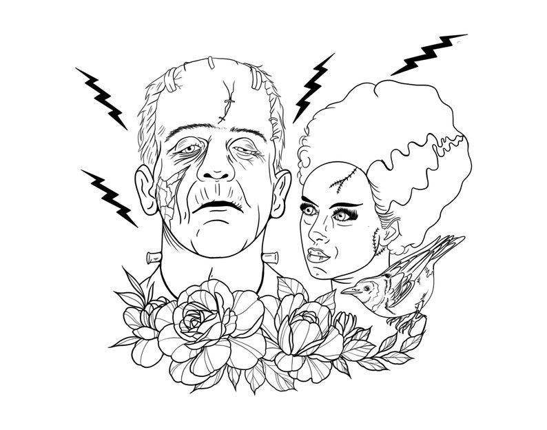 Classic Monsters Tattoo Flash Procreate Stamp Pack Bundle - Brushes for ...