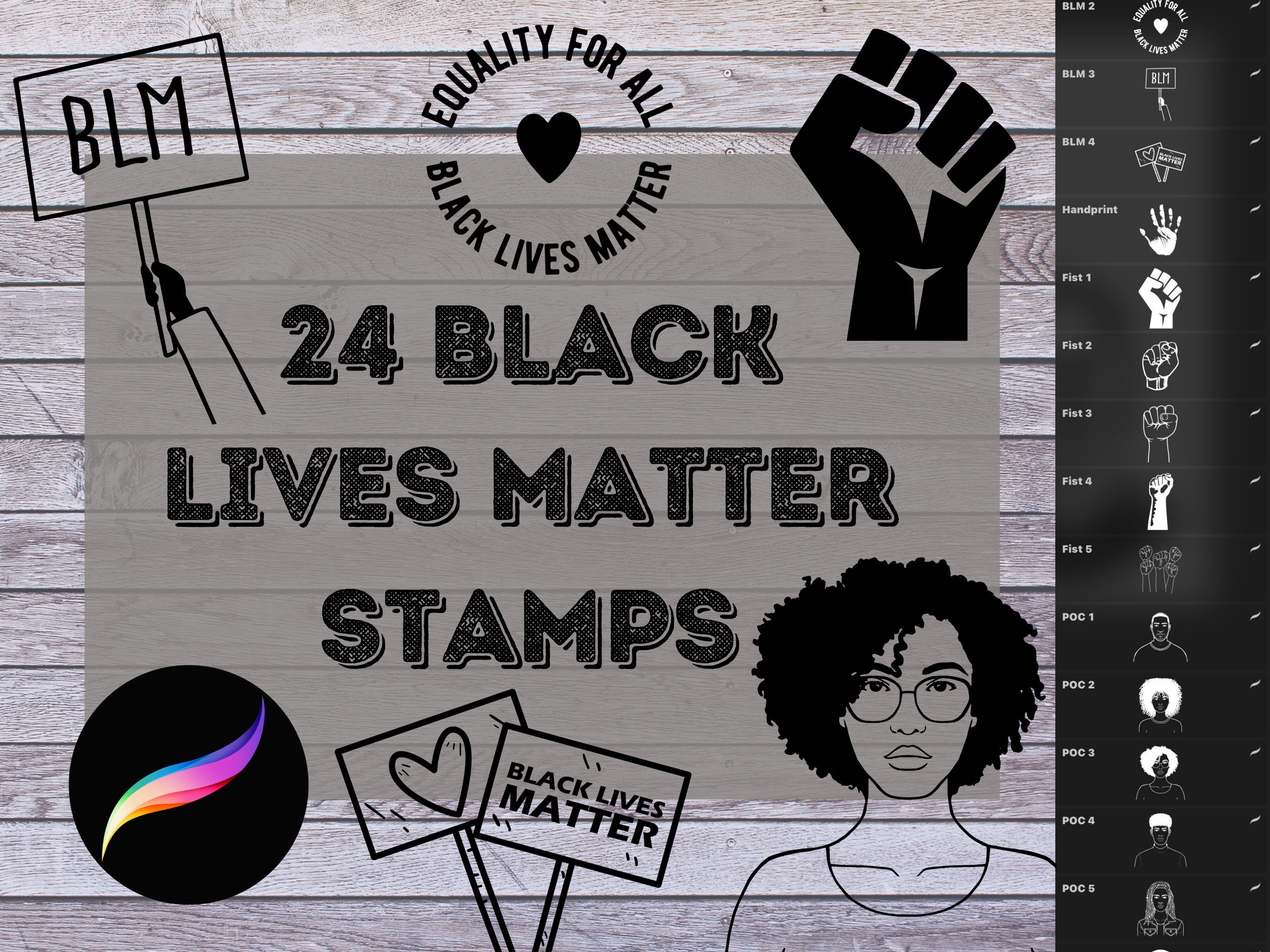 Procreate Black Lives Matter Stamp Pack Brushes for iPad BLM Stamps - Etsy