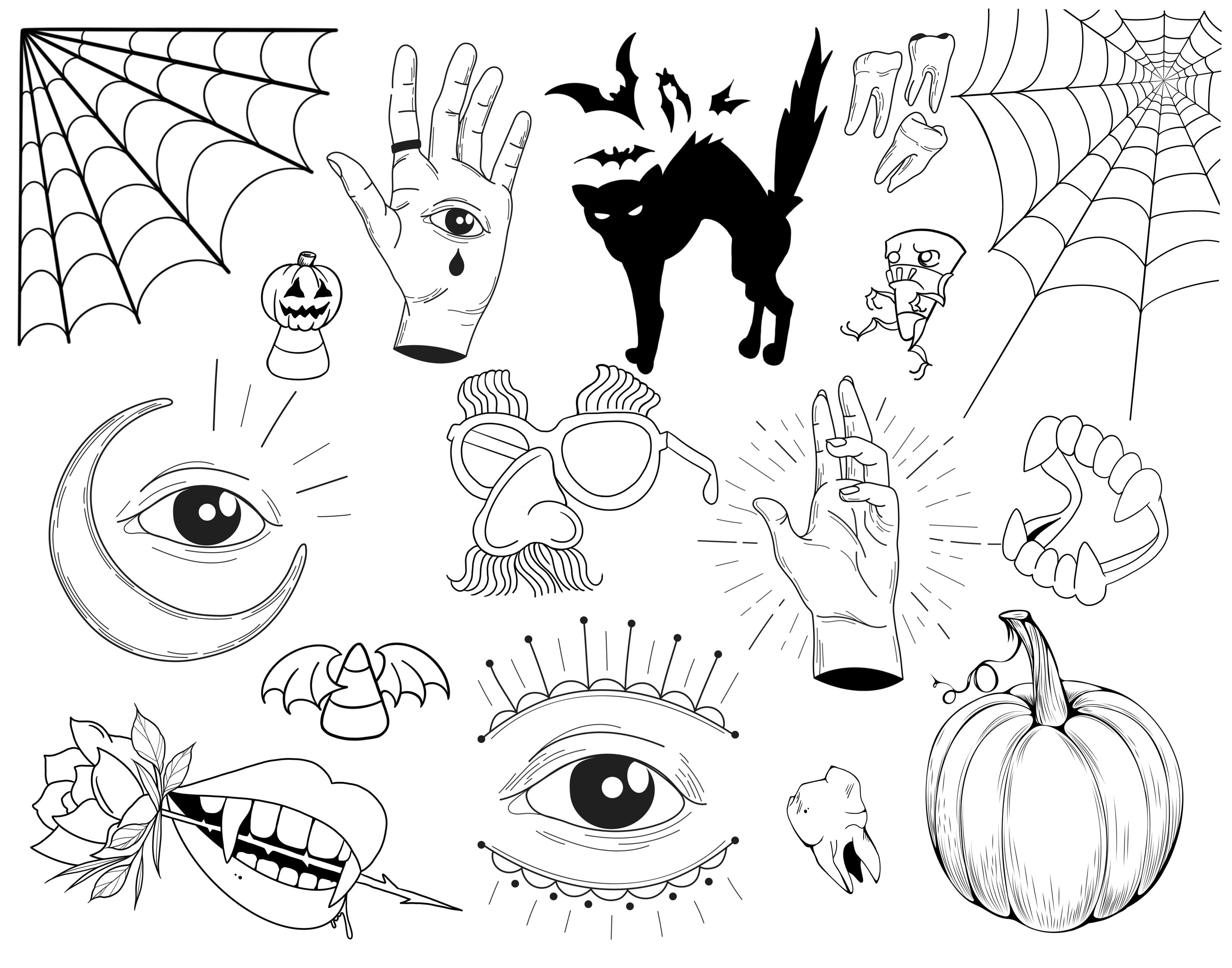 Halloween Tattoo Flash Procreate Stamps - Brush Bundle for iPad ...