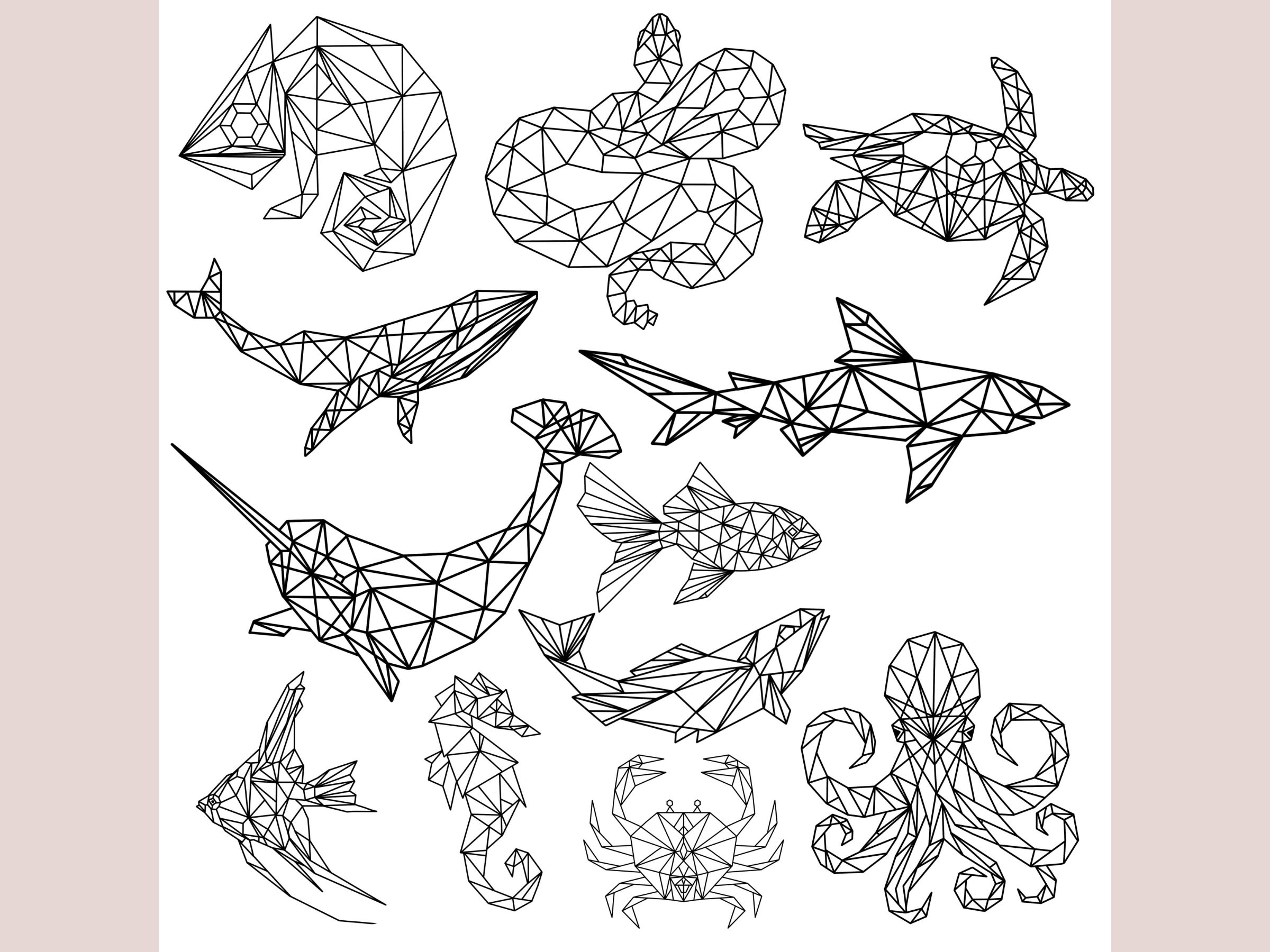 Geometric Animals PNG-SVG Digital Design Files for Tattoos - Etsy
