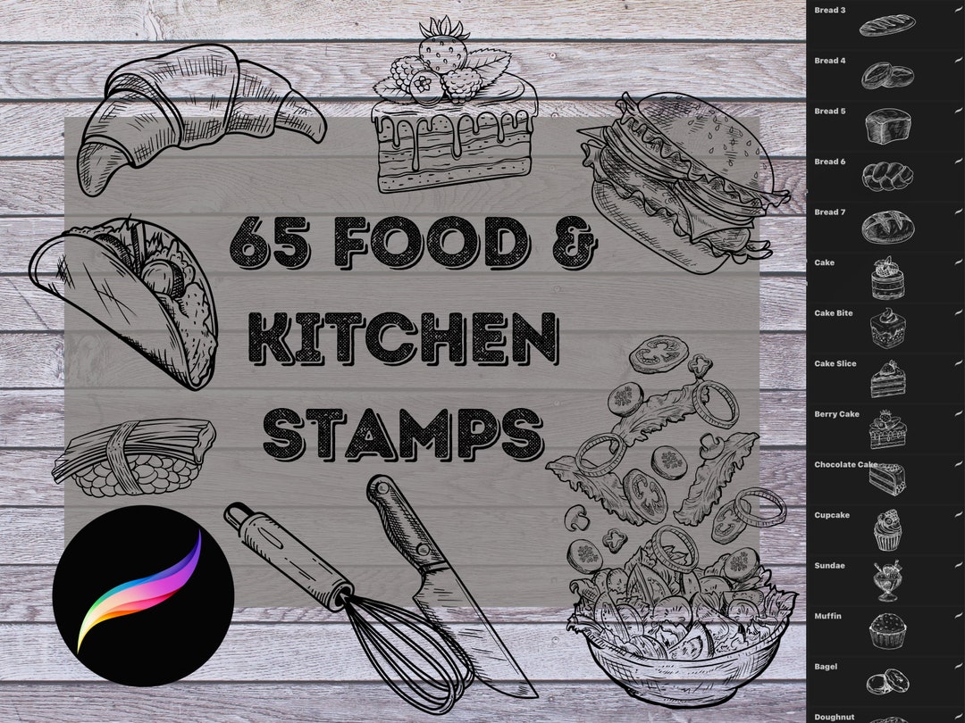Procreate Food & Kitchen Stamp Pack Brushes for iPad Sushi - Etsy