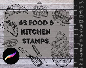 50 Kitchen Procreate Stamps Kitchen Procreate Stamp Brush - Etsy Canada