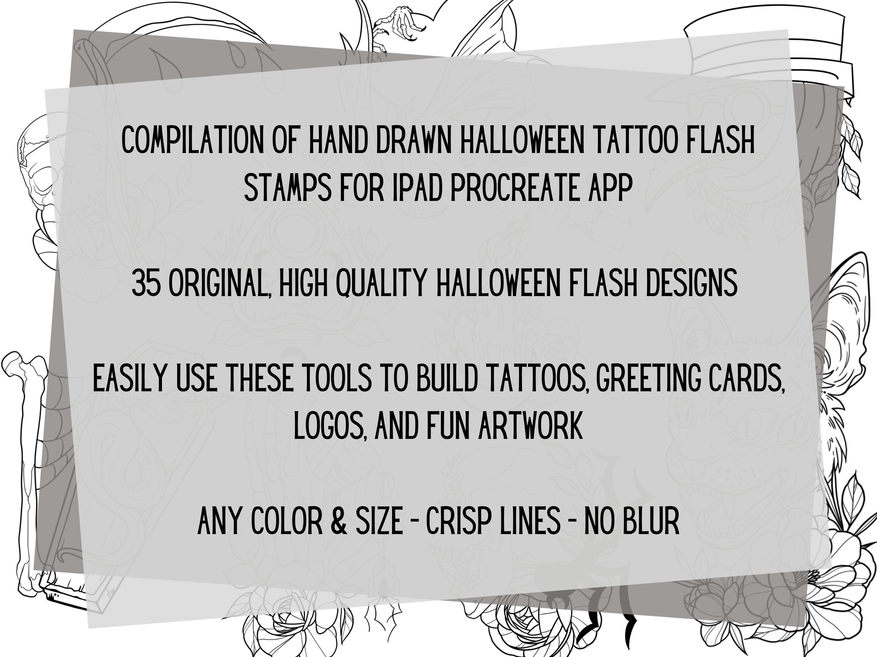 Halloween Tattoo Flash Procreate Stamps - Brush Bundle for iPad ...