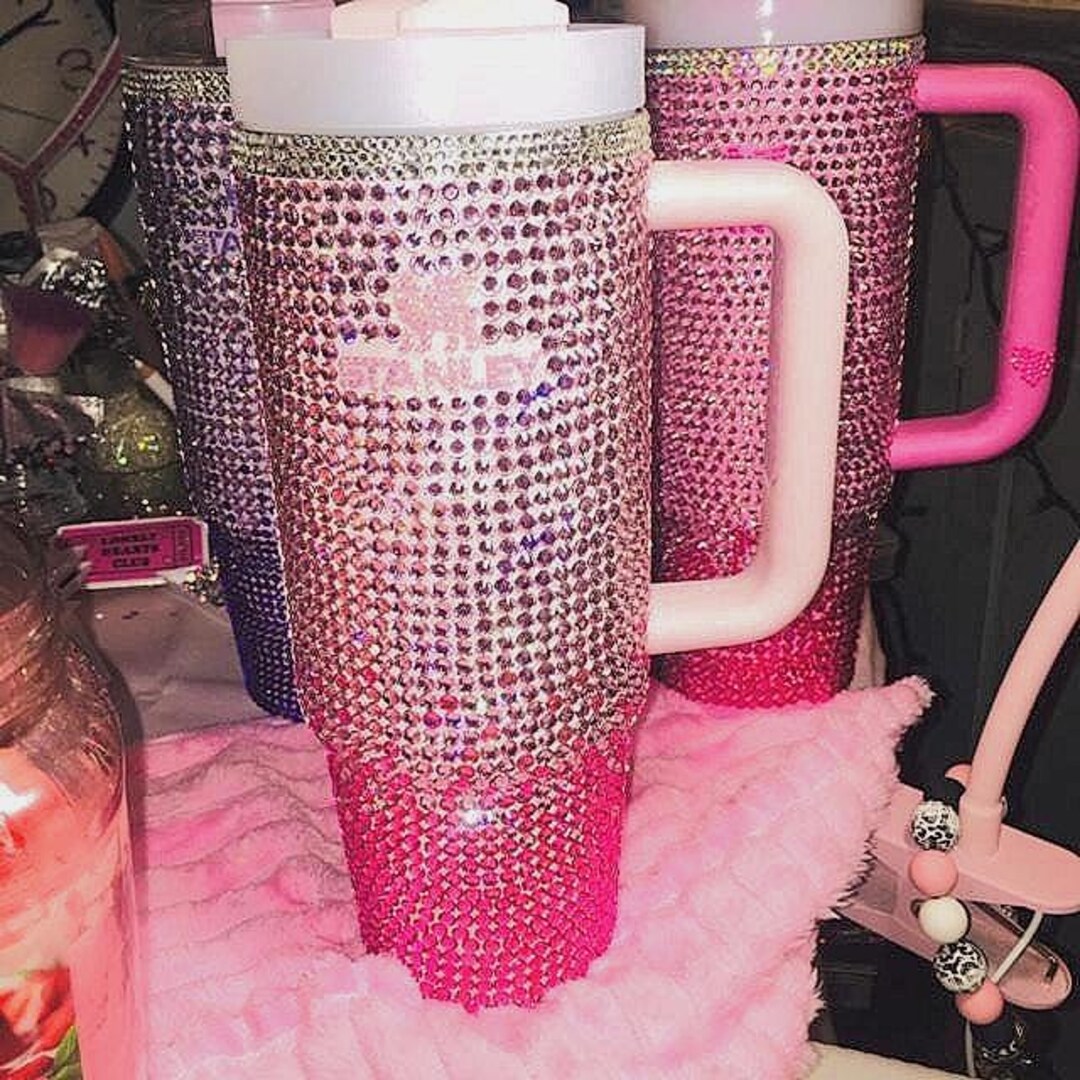 30 0z Pink Ombre Dark Rose Hand Made Bedazzled Stanley. - Etsy