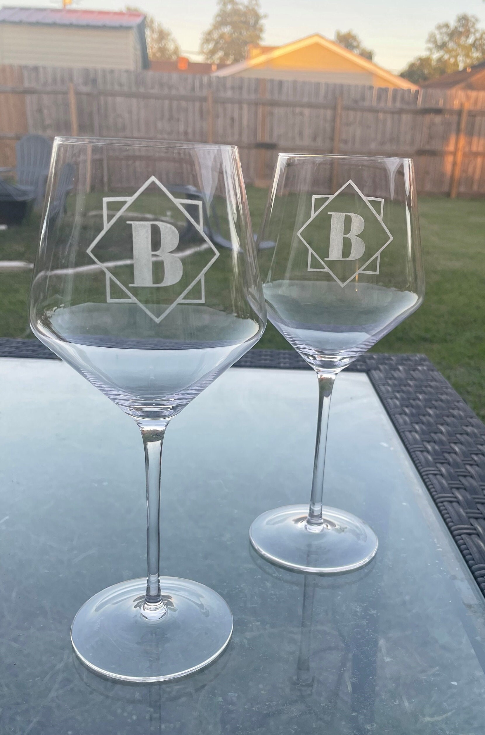 Personalized Wine Glass Set of 2, Monogram Wine Glass, Personalized ...