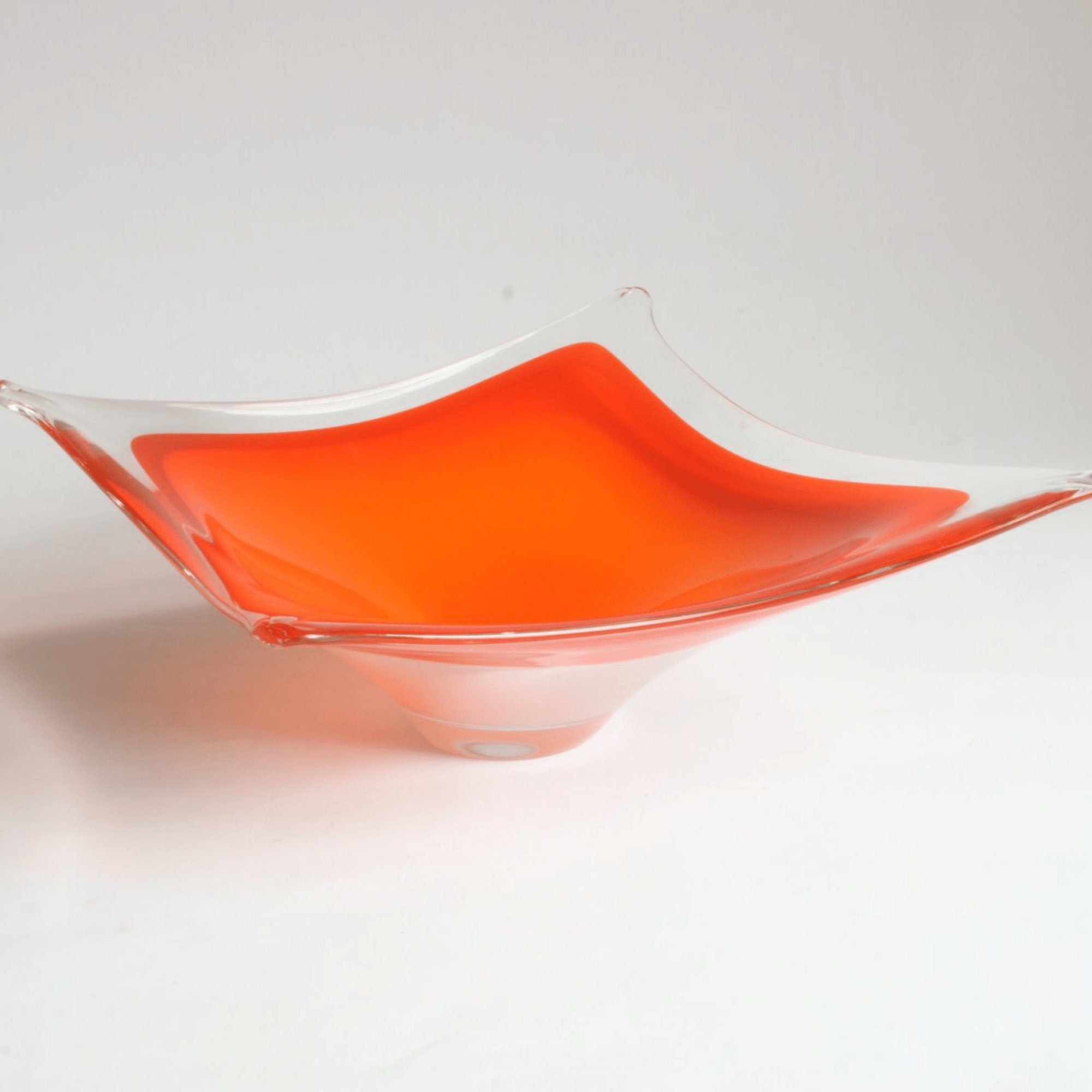Orange Square Murano Glass Bowl, Italy 1970s Handblown Seventies ...