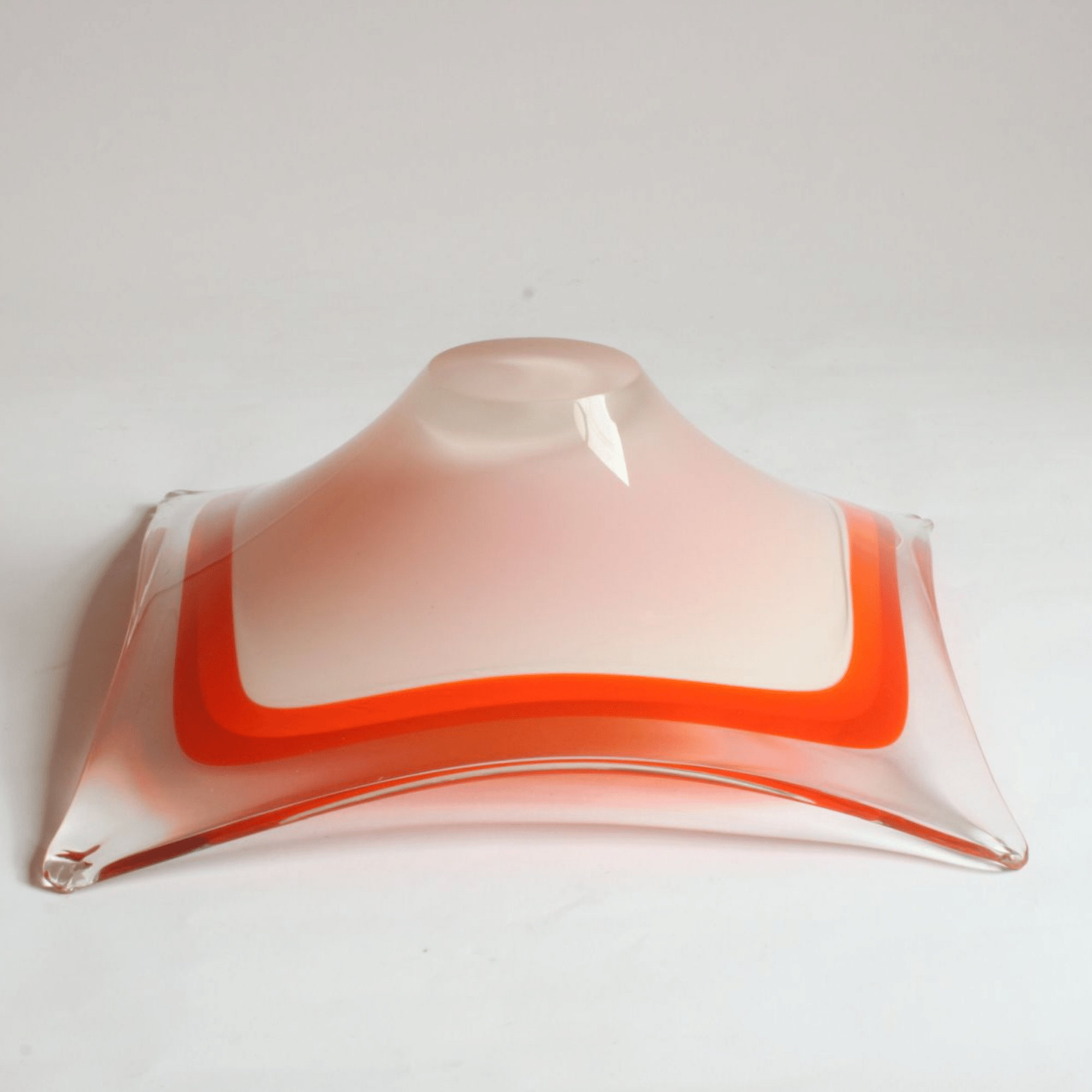 Orange Square Murano Glass Bowl, Italy 1970s Handblown Seventies ...