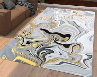 Gold Abstract Rug - Etsy