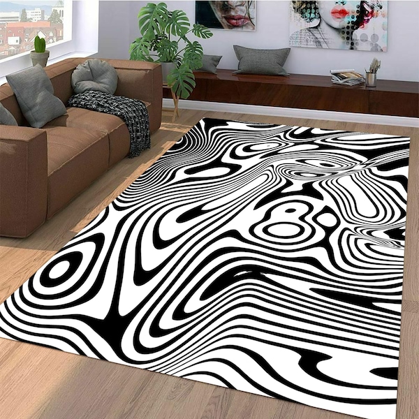 Black and White Rug - Etsy