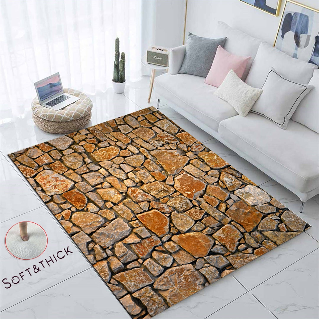 Stone Rug, 3D Rug, Stone Pattern Rug, 3D Rug for Living Room, Kitchen ...