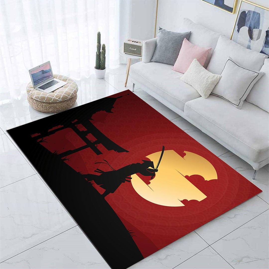 Samurai Traditional Décor, Samurai, Dawn Background Rug, Blood Rug ...