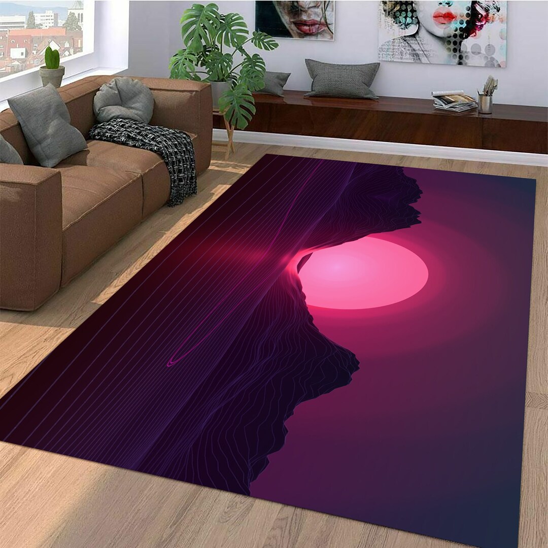 Retrowave Sunset Retrowave Sunset Living Room Rug Home - Etsy