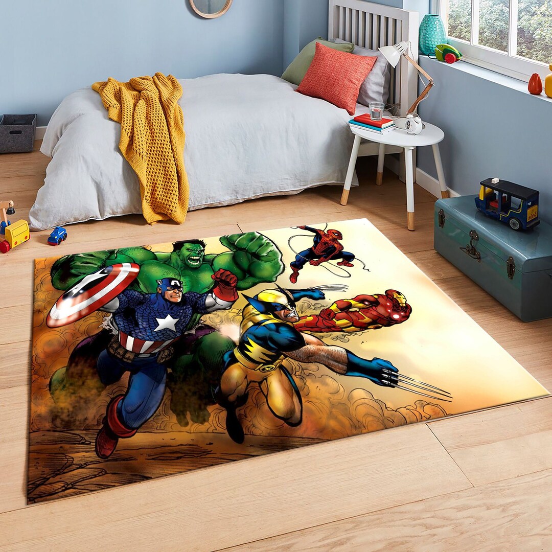 Comic Book, Comic Rug, Captain America, Hulk, Iron Man, Spider-man ...
