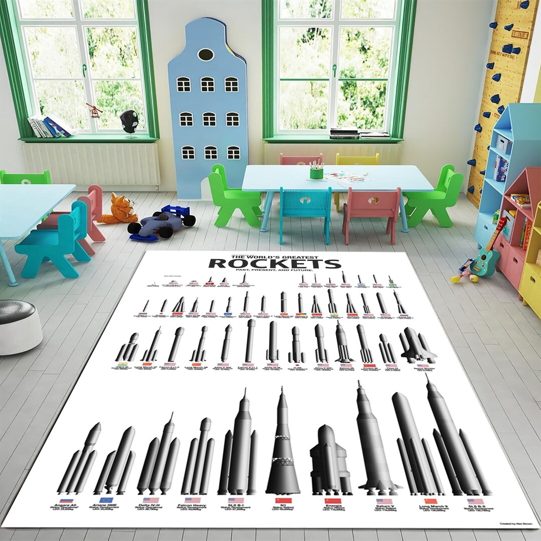 Rockets of the World 2021, Rockets, Kids Decor Room Rug, Education Rug ...