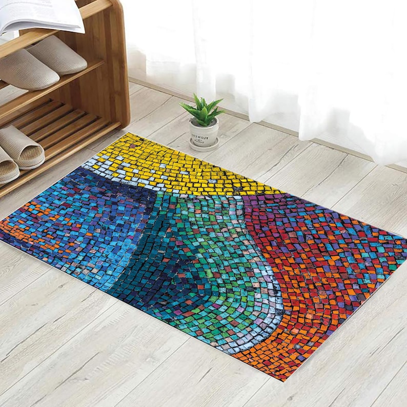 Colorful Mosaic Door Mat Family Name Doormat Welcome - Etsy