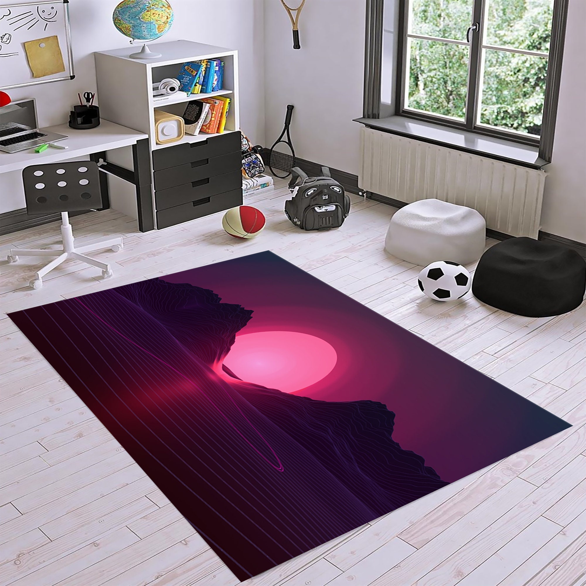 Retrowave Sunset Retrowave Sunset Living Room Rug Home - Etsy