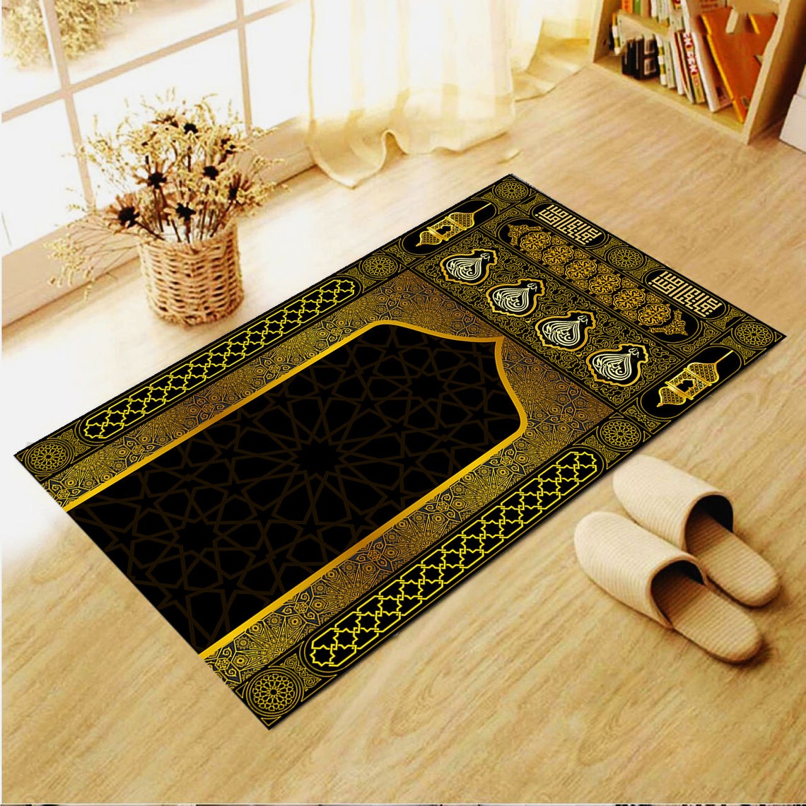 Kaaba Kiswah Rug Kaaba Kiswah Prayer Mat Sajjada Rug | Etsy