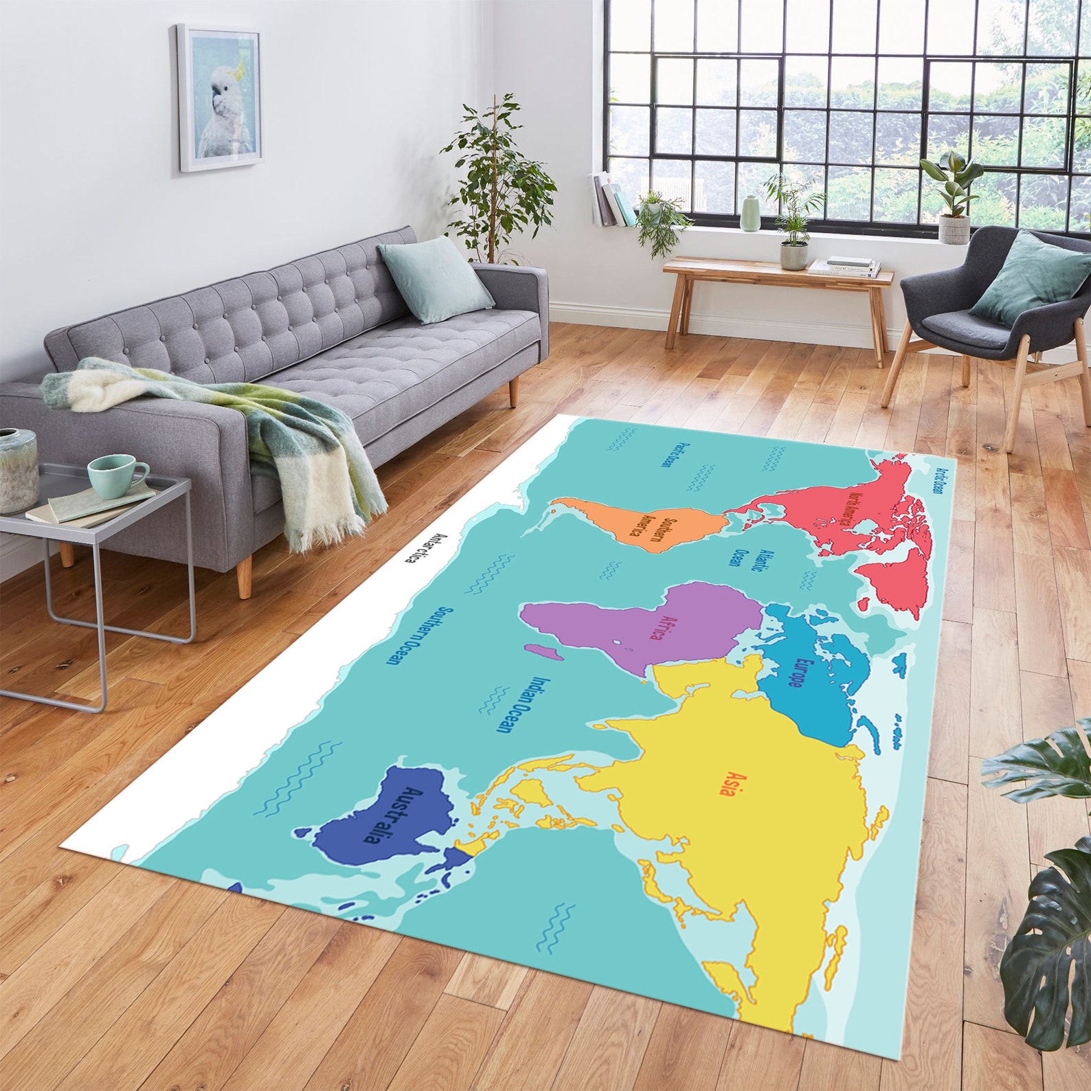 World Map Rug Colorful World Map Global Map With Names and | Etsy
