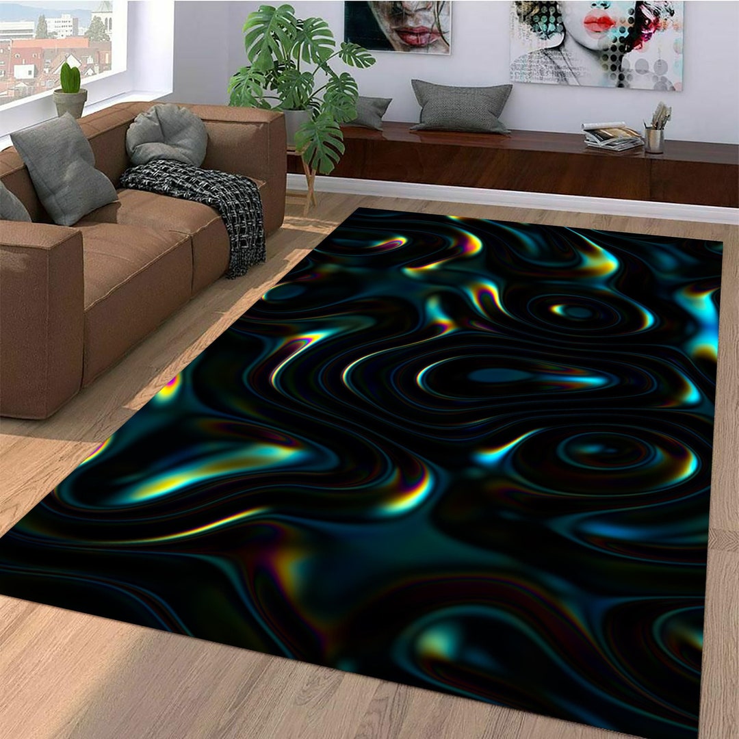 3d Abstract, Iridescent Wavy, Vibrant Liquid, Reflection, Surface Neon ...