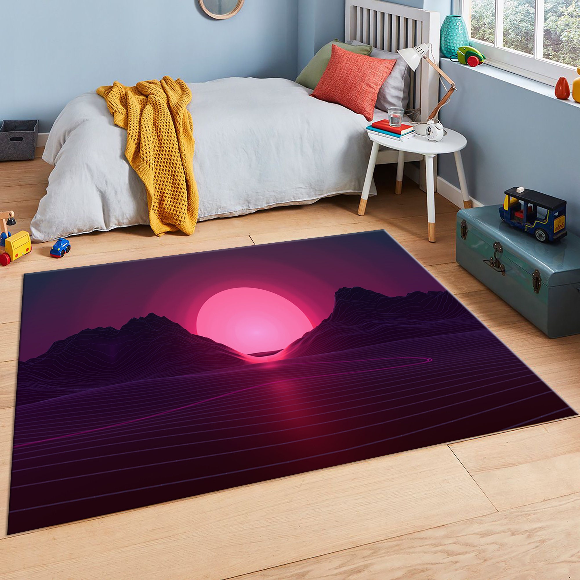 Retrowave Sunset Retrowave Sunset Living Room Rug Home - Etsy