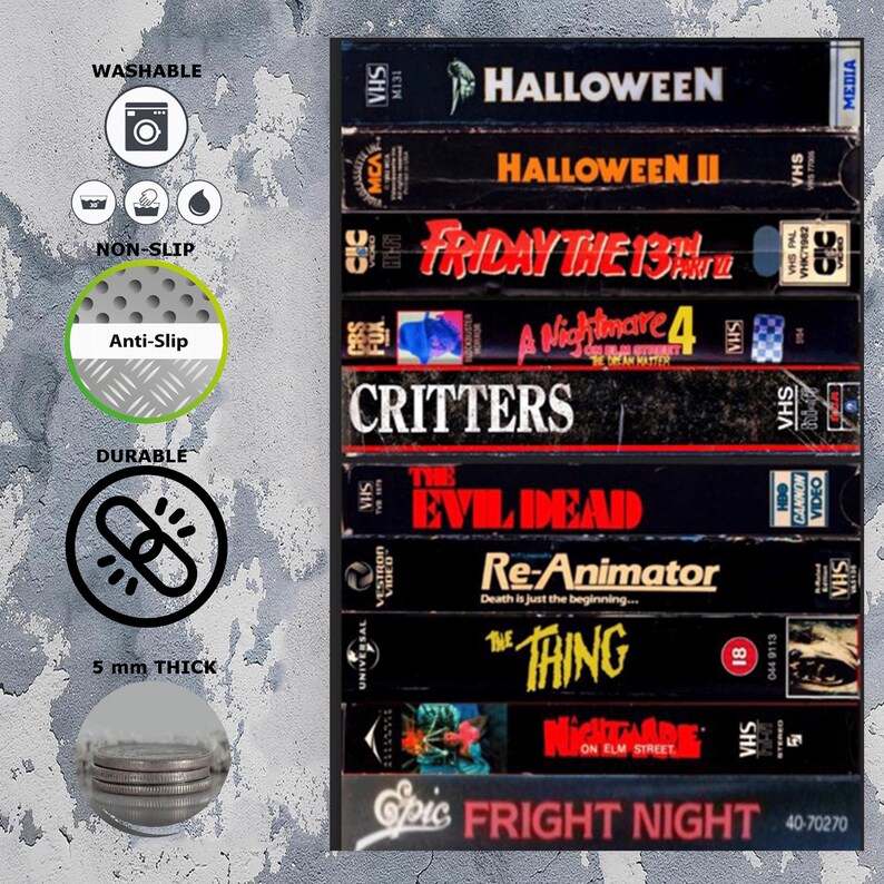 Retro Movies, VHS Films, Horror, Modern Rug, Colorful Rug, Art Rug ...