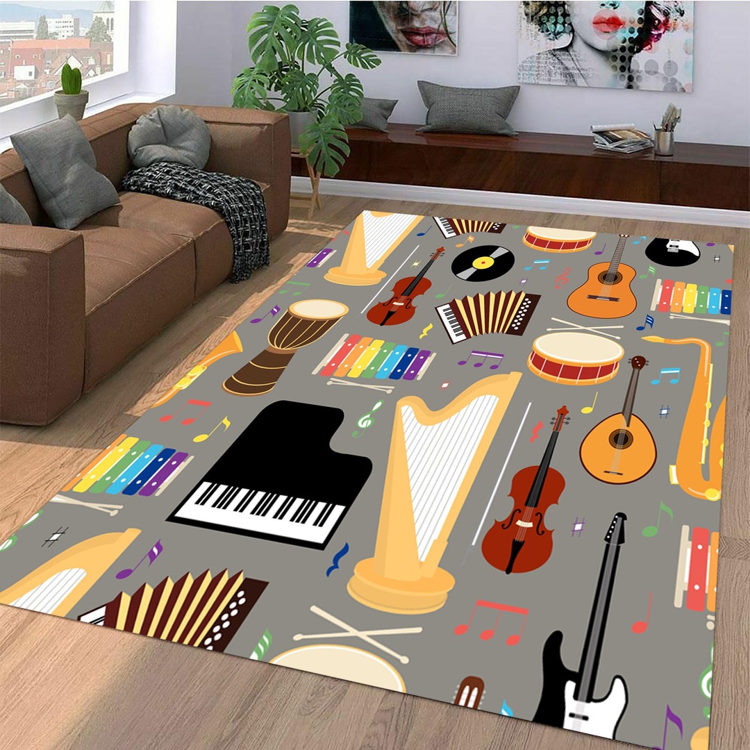 Musical Instruments, Colored, Depicting, Drums, Mandolin Guitar ...