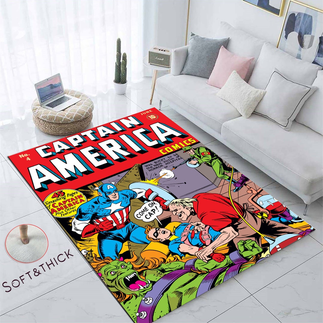 Captain America Comic Book Rug, Superhero Decor - Etsy