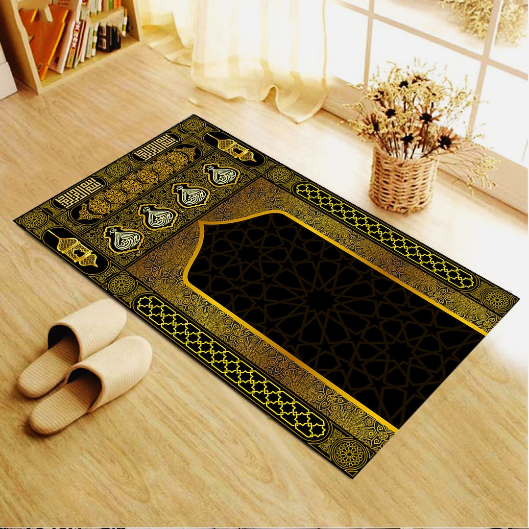 Kaaba Kiswah Rug, Kaaba, Kiswah, Prayer Mat, Sajjada Rug, Prayer Rug ...