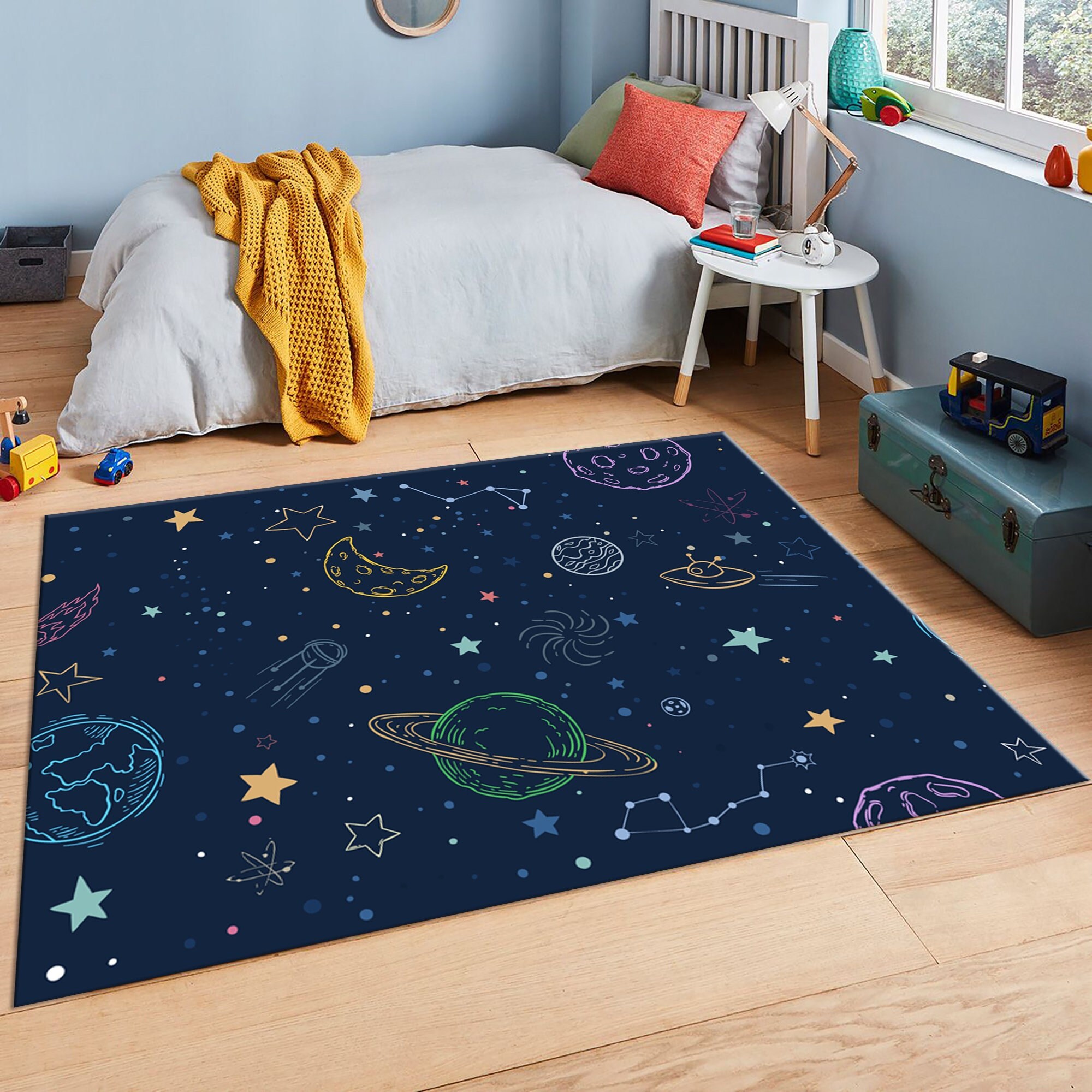 Astronaut Kids Room Rug Space Room Rug Galaxy Stars Children - Etsy