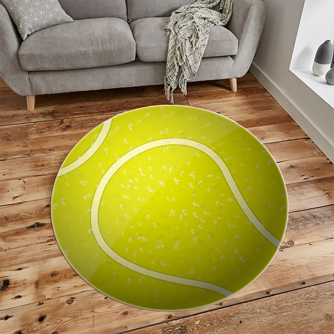 Tennis Ball, Tennis, Sport Rug, Tennis Rug, Circular Carpet Kids Room ...
