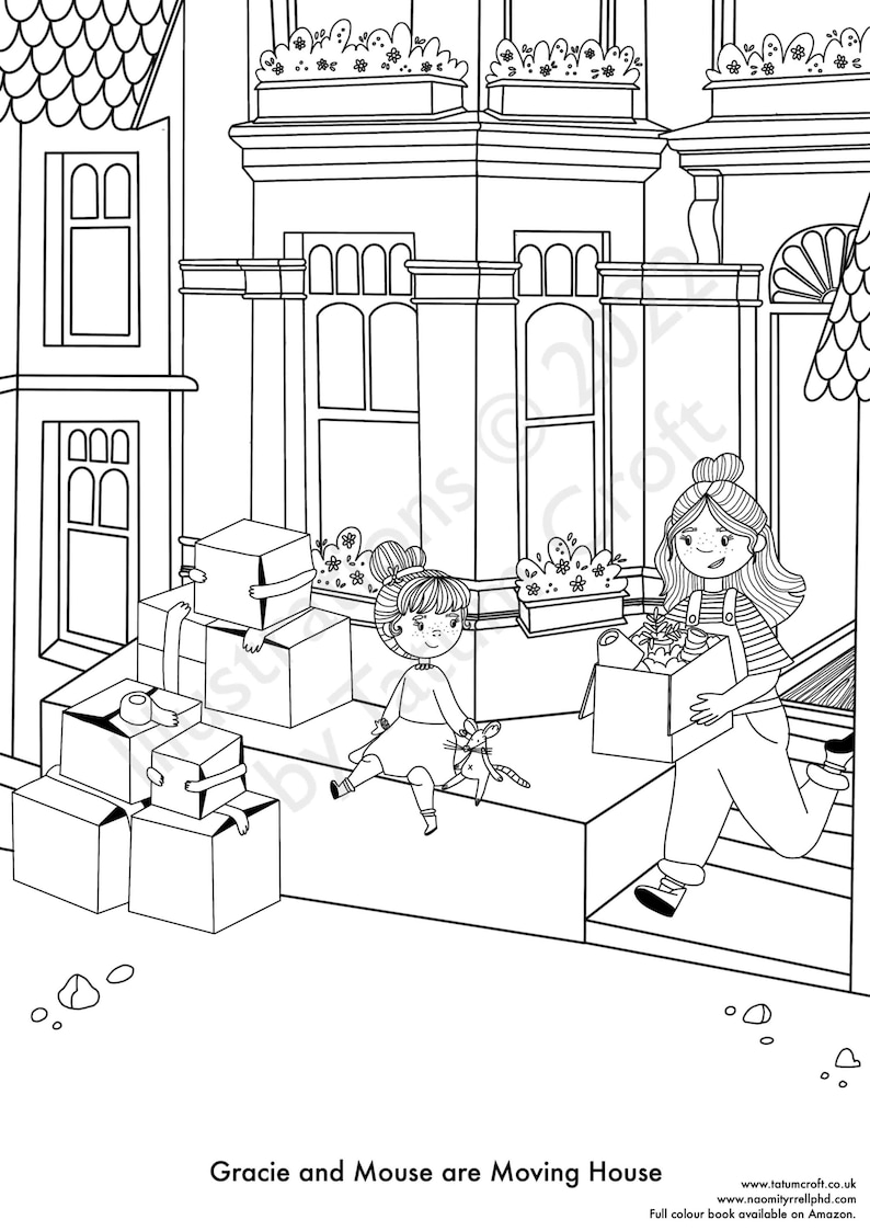Digital Download Colouring Pages Gracie and Mouse Are Moving House - Etsy