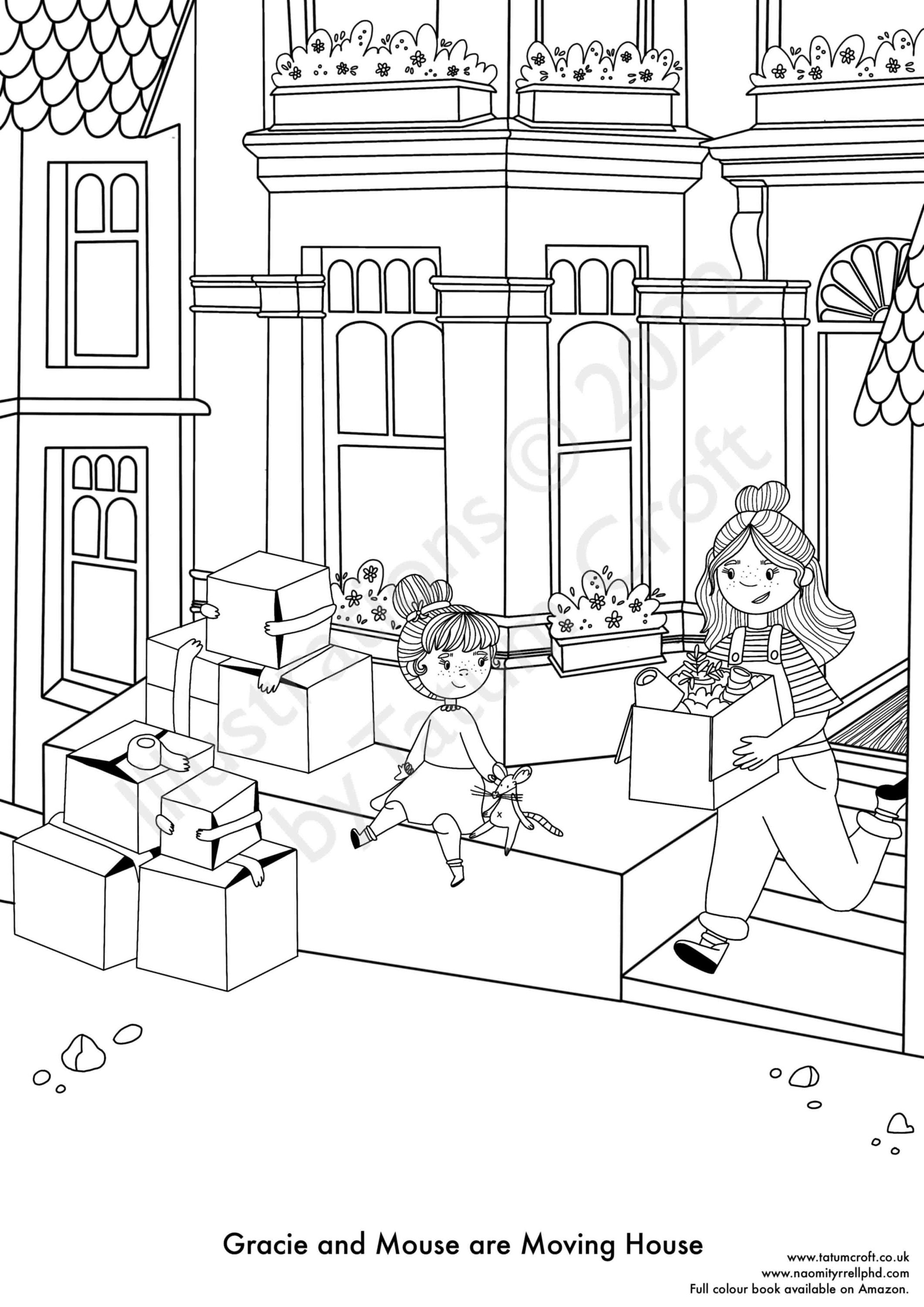 Digital Download Colouring Pages Gracie and Mouse Are Moving - Etsy UK