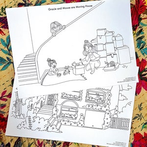 Digital Download Colouring Pages Gracie and Mouse Are Moving House - Etsy