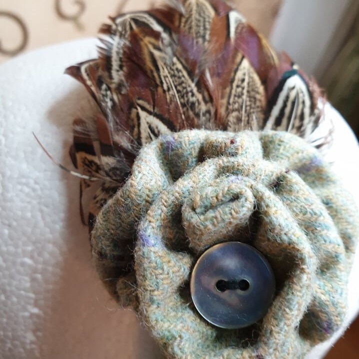 Country Style Hand Made Tweed With Feather Decoration Head Bands - Etsy UK