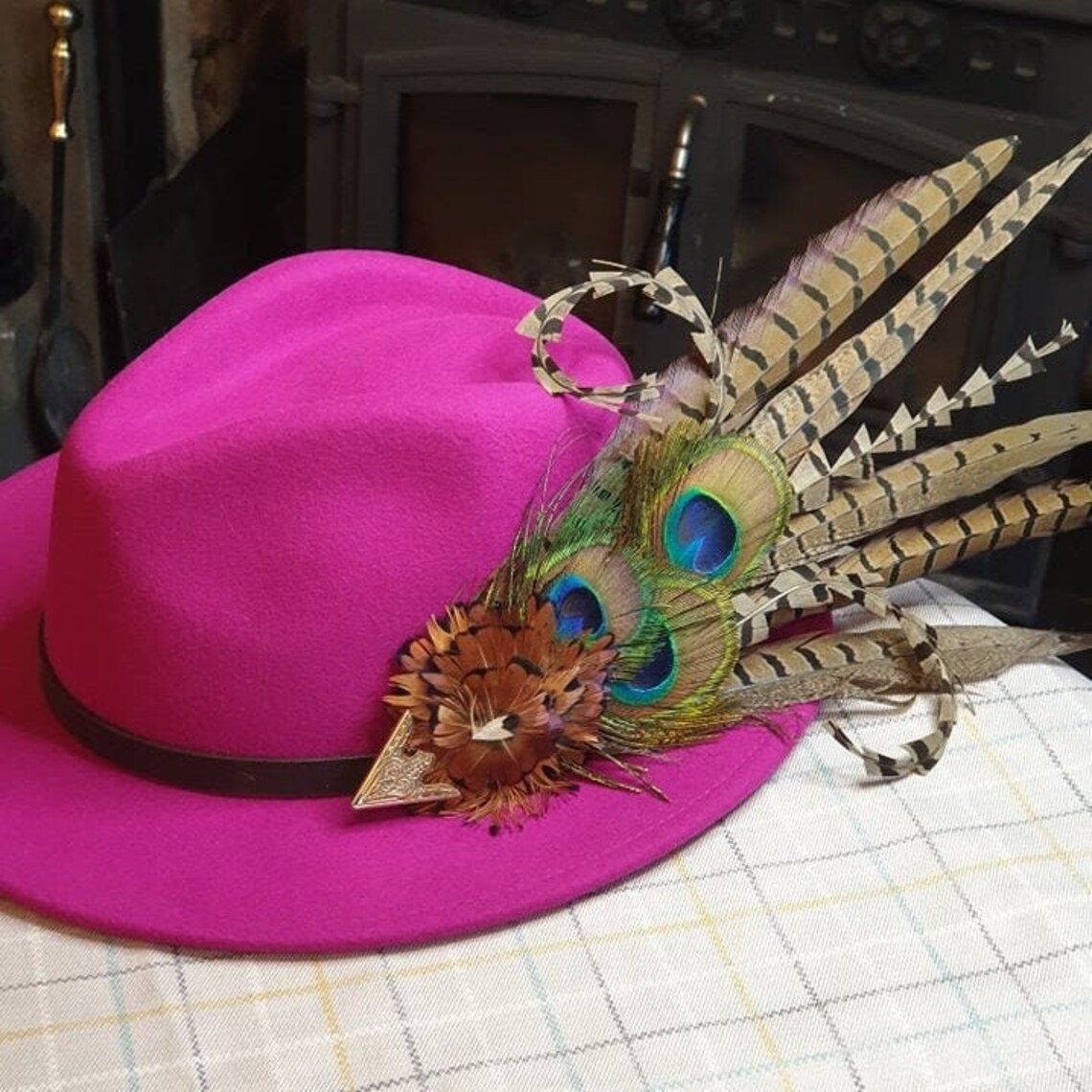 Beautiful Handmade Large Feather Brooch With Peacock Feathers - Etsy