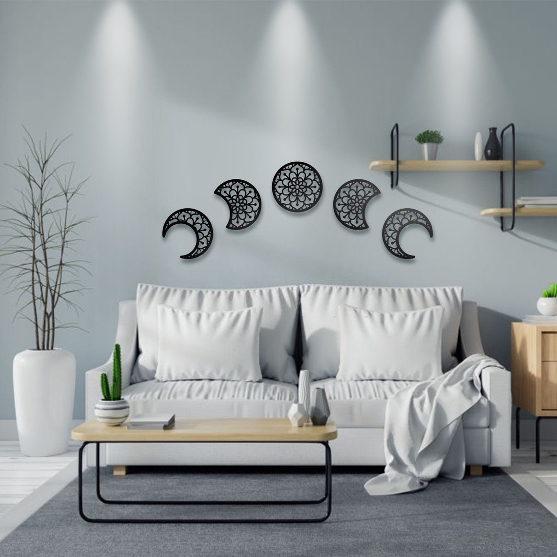 Lunation Metal Wall Art Moon Metal Decor Set of 5 Moon - Etsy