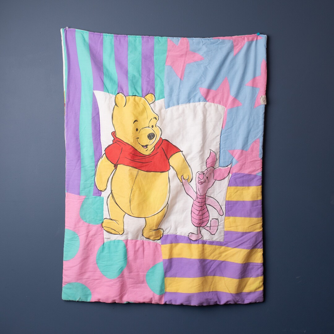 Vintage 90s Winnie the Pooh Piglet Patchwork Baby Crib Blanket ...