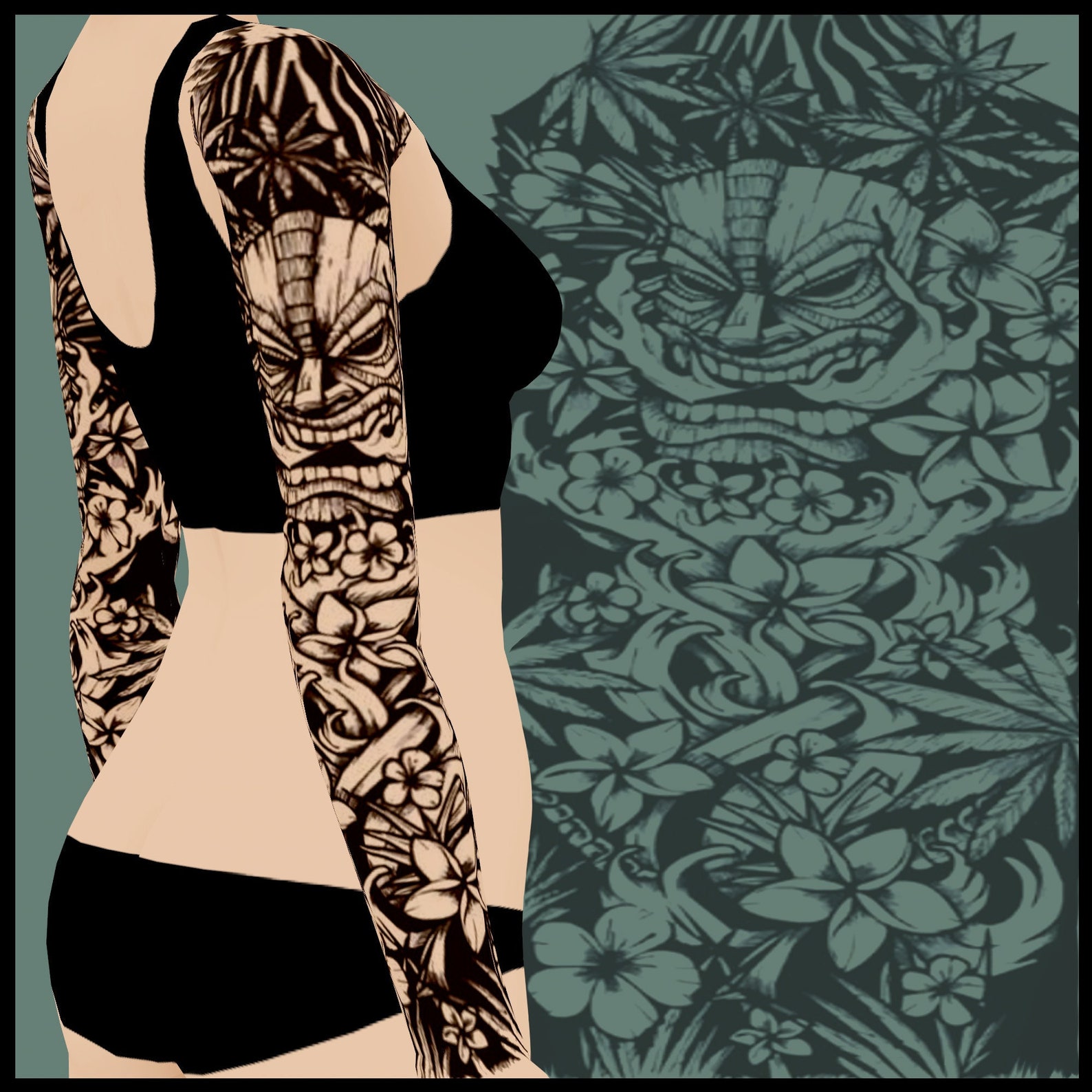 VROID Studio - Volcano Tattoo Sleeve (stable Version) Body Skin Texture ...