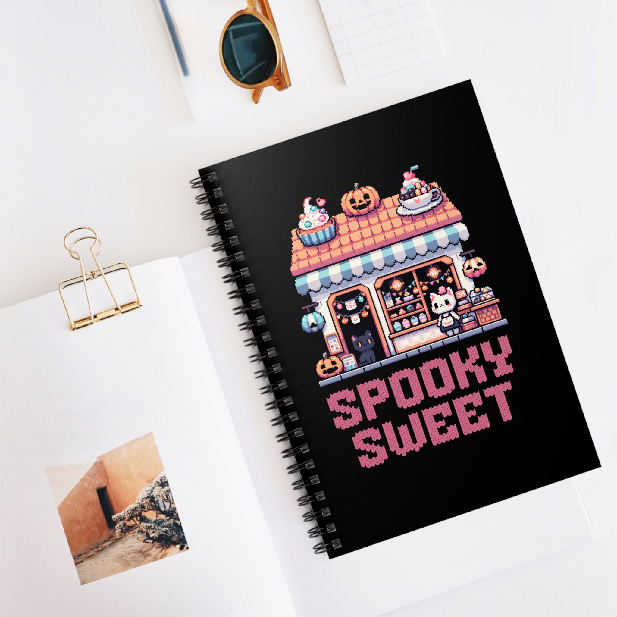 SPOOKY SWEET Spiral Notebook Cute Kawaii Pastel Halloween Cat Bakery ...