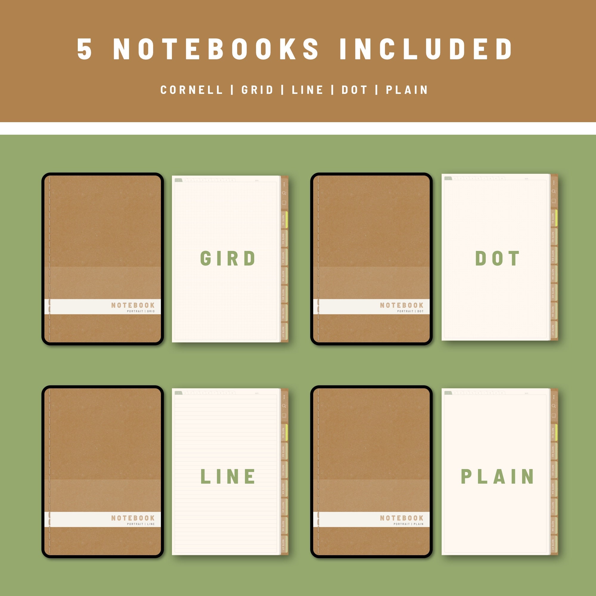 NOTEBOOK Portrait 5 Digital Notebooks Bundle Goodnotes and - Etsy UK