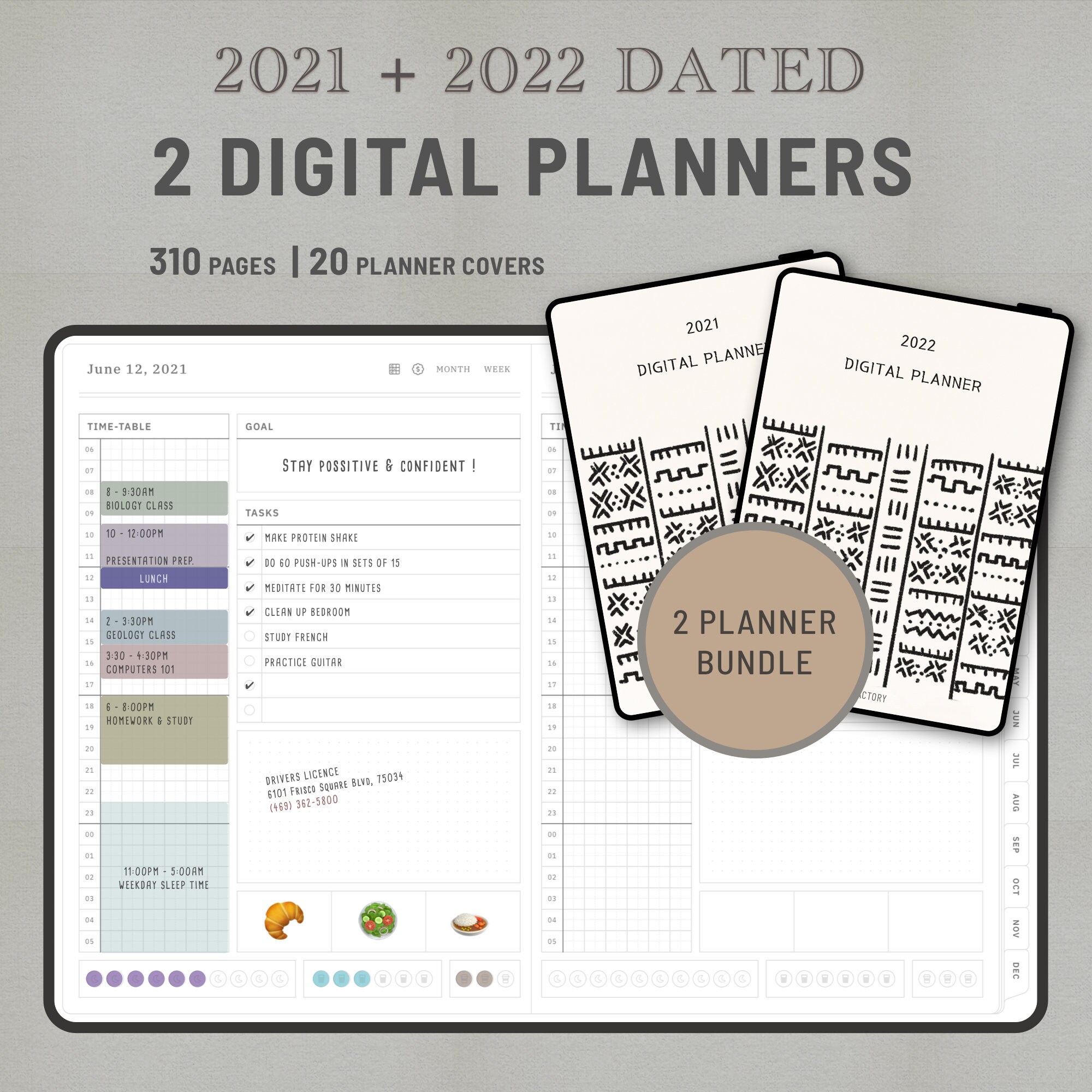 SIMPLE - Digital Planner 2021 2022 Bundle - 310Seiten, Hyperlink pdf ...