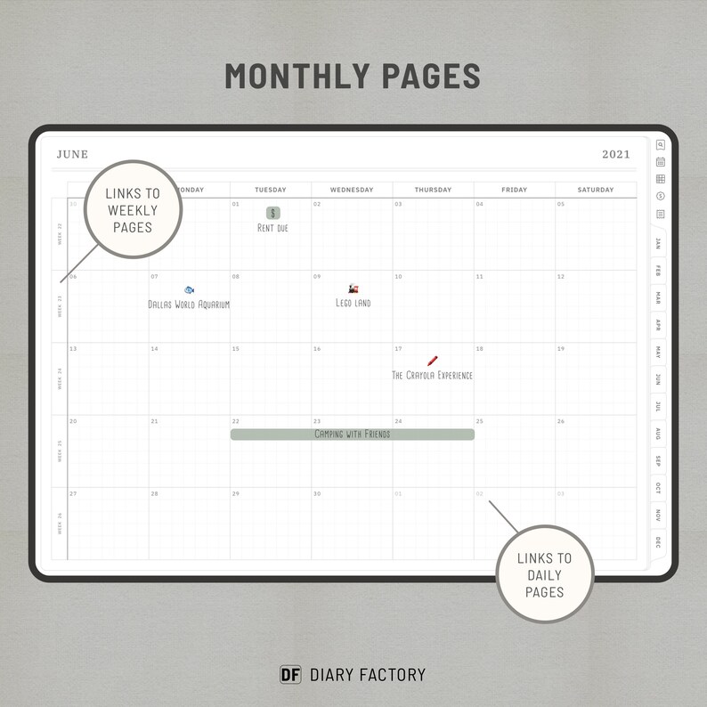 SIMPLE Digital Planner 2021 2022 Bundle 310pages, Hyperlinked Pdf File ...