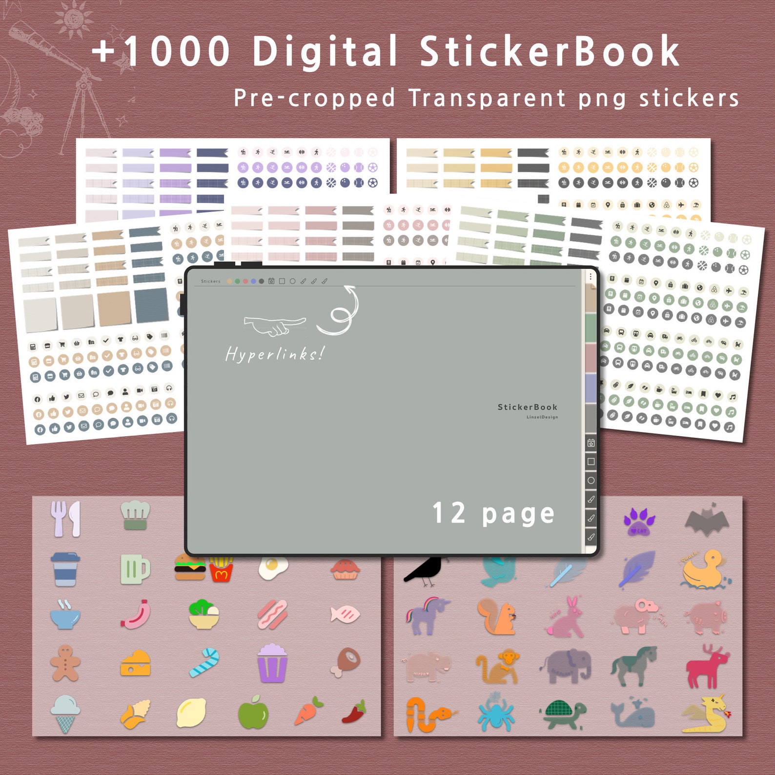 STICKER BOOK 1000 Pre_cropped Digital Stickers-Transparent | Etsy