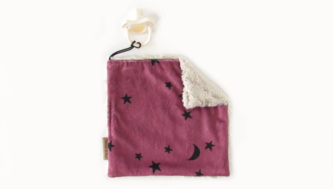Pink Moon and Star Binky Blanket, Pacifier Holder, Moon and Star ...