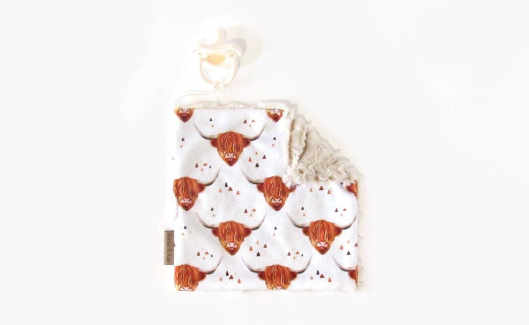 Highland Cow Binky Blanket, Highland Cow Baby Gift, Hairy Cow Lovey ...